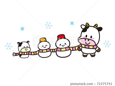 Cow and snowman - Stock Illustration [72375741] - PIXTA