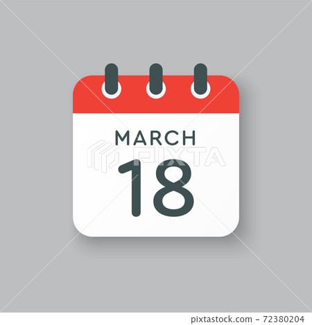 Icon day date 18 March, template calendar page - Stock Illustration ...