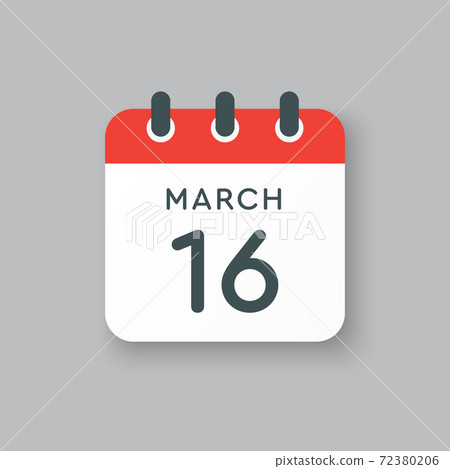 Icon day date 16 March, template calendar page - Stock Illustration ...