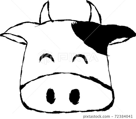 Illustration of a cute cow drawn with ink - Stock Illustration ...