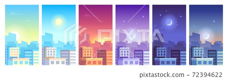 City landscape. Daytime cityscape sunrise, day,... - Stock Illustration ...