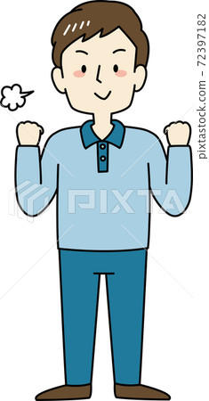 A man doing a guts pose (whole body) - Stock Illustration [72397182 ...