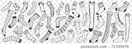 Socks hand drawn doodle set - Stock Illustration [72399076] - PIXTA