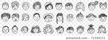 Portraits hand drawn doodle set - Stock Illustration [72399151] - PIXTA