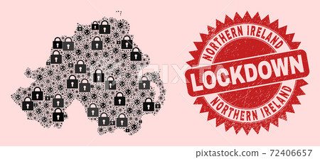 Northern Ireland Map Composition of Locks and... - Stock Illustration ...