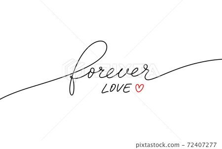 Forever love hand drawn vector romantic quote. - Stock Illustration ...