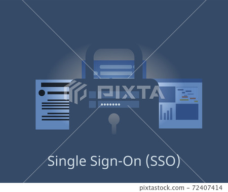 single sign-on (SSO) to login with same... - Stock Illustration ...