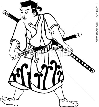 A dual wield man trying to pull out a sword - Stock Illustration ...