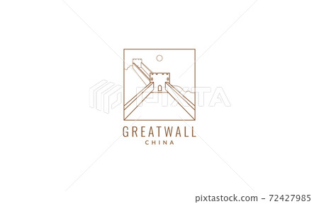 great wall of china square line logo vector... - Stock Illustration ...
