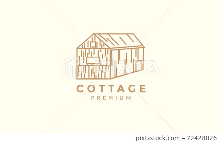 cottage home house line hipster vintage logo... - Stock Illustration ...