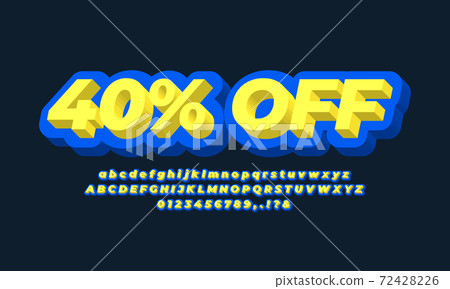 yellow blue light 3d text effect or font effect... - Stock Illustration ...