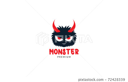 cute monster head with horn logo icon vector... - Stock Illustration ...
