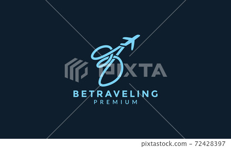letter B modern line with airplane fly logo... - Stock Illustration ...