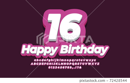 number 16 sixteen year celebration birthday... - Stock Illustration ...
