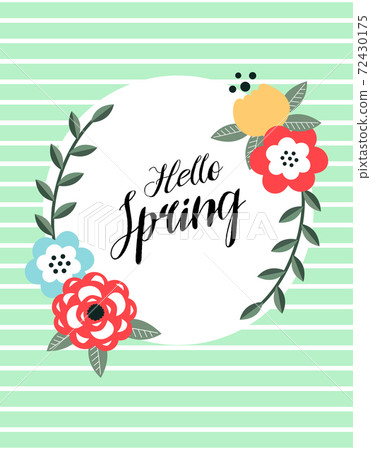 cartoon spring card with cute floral frame - Stock Illustration ...