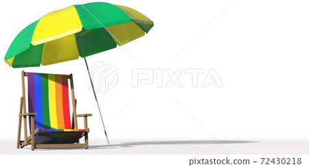 Beach chair with LGBTQ rainbow flag and large... - Stock Illustration ...