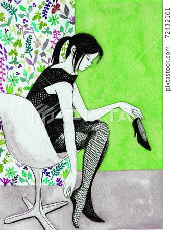 Watercolor person, woman sitting on a chair - Stock Illustration ...