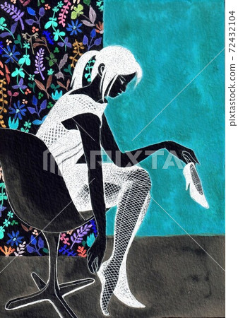 Watercolor person, woman sitting on a chair - Stock Illustration ...