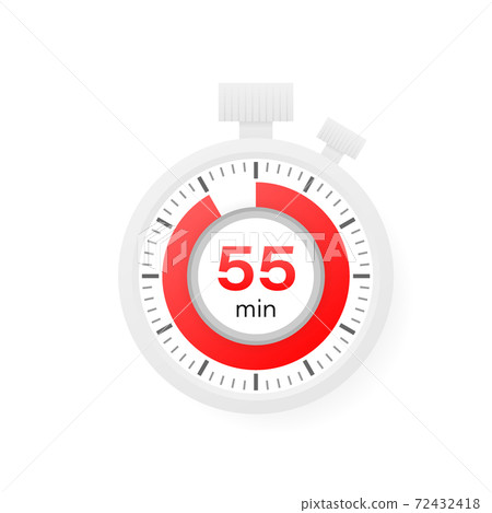 The 55 minutes timer. Stopwatch icon in flat... - Stock Illustration ...
