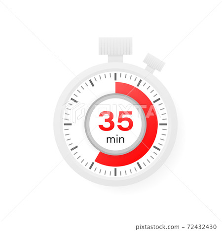 The 35 minutes timer. Stopwatch icon in flat... - Stock Illustration ...