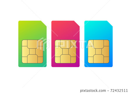 Set Sim Card Chip on white background. - Stock Illustration [72432511 ...