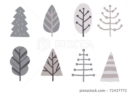 Tree illustration material monotone - Stock Illustration [72437772] - PIXTA