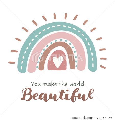 Handwritten rainbow in calm pastel colors - Stock Illustration ...