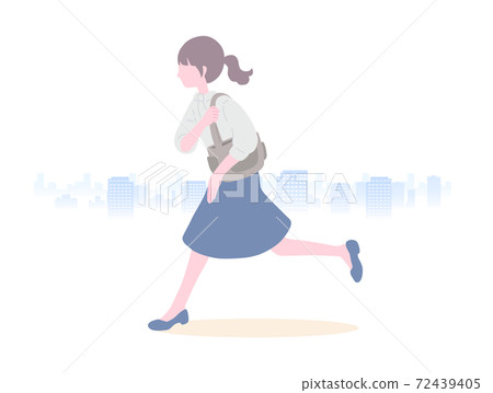 Woman rushing to work - Stock Illustration [72439405] - PIXTA