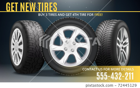 Tire Advertising Realistic Poster - Stock Illustration [72445129] - PIXTA