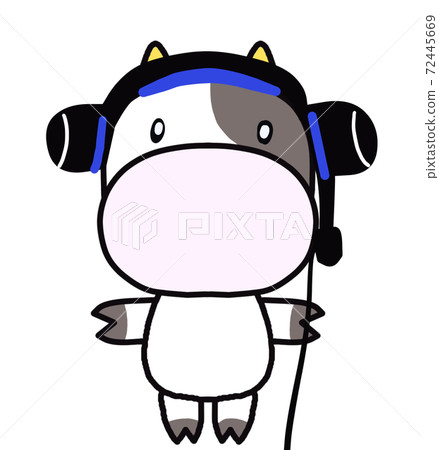 Headphone cow (whole body) - Stock Illustration [72445669] - PIXTA