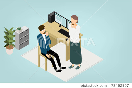 Isometric, teleworking people working at home... - Stock Illustration ...