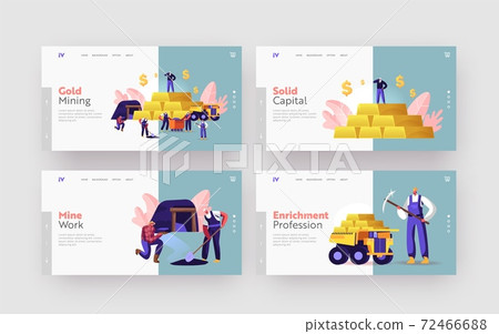 Gold Mining Landing Page Template Set. Miner... - Stock Illustration ...