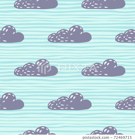 Purple clouds seamless pattern in hand drawn... - Stock Illustration ...