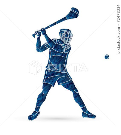 Irish Hurley sport. Hurling sport player action... - Stock Illustration ...
