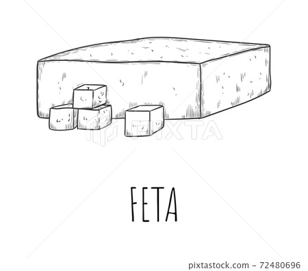 Feta cheese dairy product snack sketch isolated - Stock Illustration ...