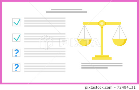 Scale with Enquete, Checklist and Question Mark - Stock Illustration ...