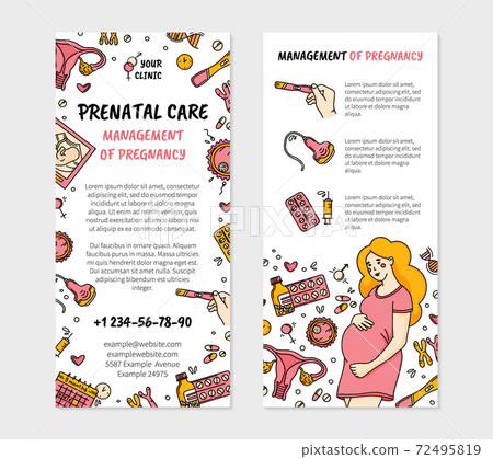 Pregnancy and prenatal care clinic Doodle flyer - Stock Illustration ...