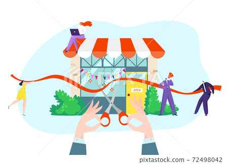 Business grand opening event with people,... - Stock Illustration ...