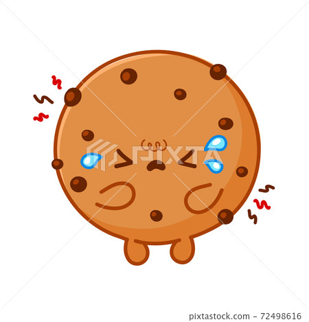Cute funny sad cookie with chocolate chips - Stock Illustration ...
