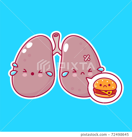 Cute sick cry human lungs organ character - Stock Illustration ...
