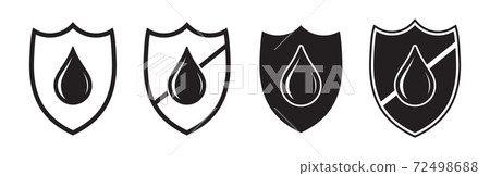 Waterproof icon, drop and shield, water proof... - Stock Illustration ...