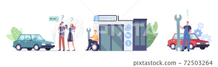 Set of Auto Service Mechanics Characters with... - Stock Illustration ...