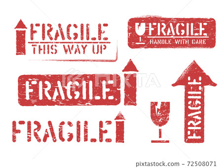 Fragile, this way up, handle with care grungy... - Stock Illustration ...