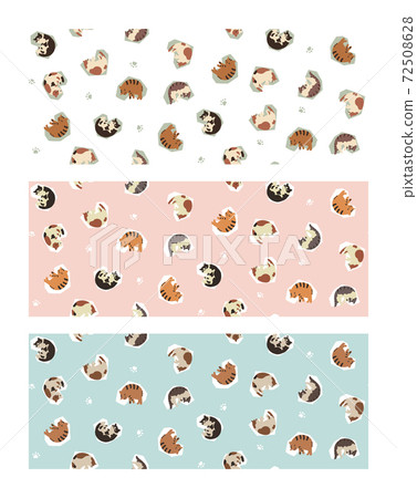 2way cat pattern 1 repeat data set for each color - Stock Illustration ...