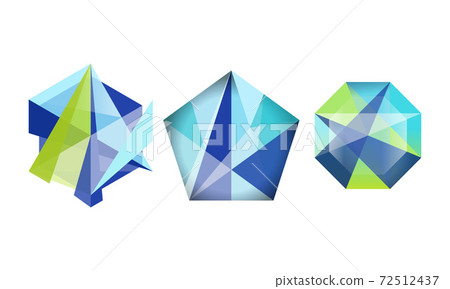 Abstract Geometric Shapes Set, Faceted Crystal... - Stock Illustration ...