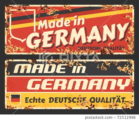 Made in Germany rusty metal signs with German flag - Stock Illustration ...