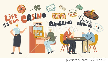 Characters Playing Gambling Games in Casino,... - Stock Illustration ...