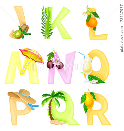 Bright Summer Alphabet with Sunny Season... - Stock Illustration ...