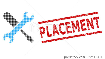 Scratched Placement Stamp and Halftone Dotted... - Stock Illustration ...
