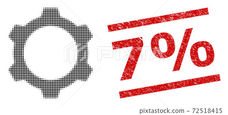 Scratched 7% Seal Stamp and Halftone Dotted Gear - Stock Illustration ...